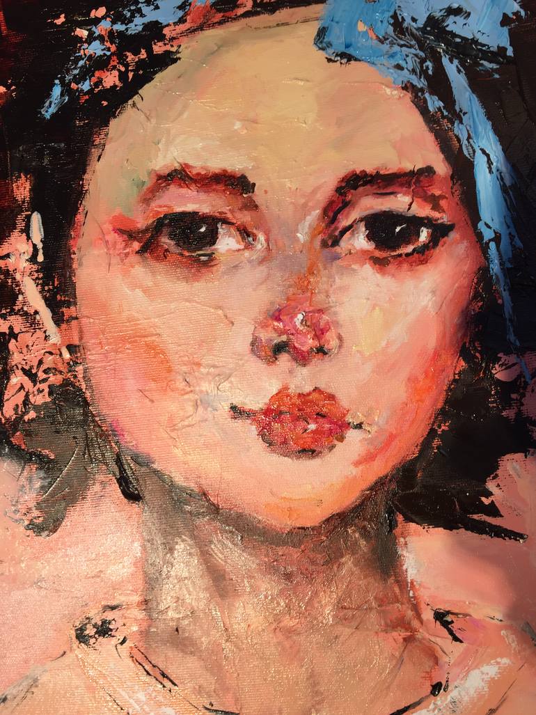 Little Blue Girl Painting by Miruna Cojanu | Saatchi Art