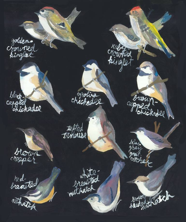 Titmouse, Nuthatches, Chickadees, Kinglets Painting by Meg Corcoran ...