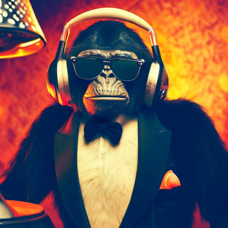 Chimpanzee I Am a DJ 8 Digital by Otis Porritt | Saatchi Art