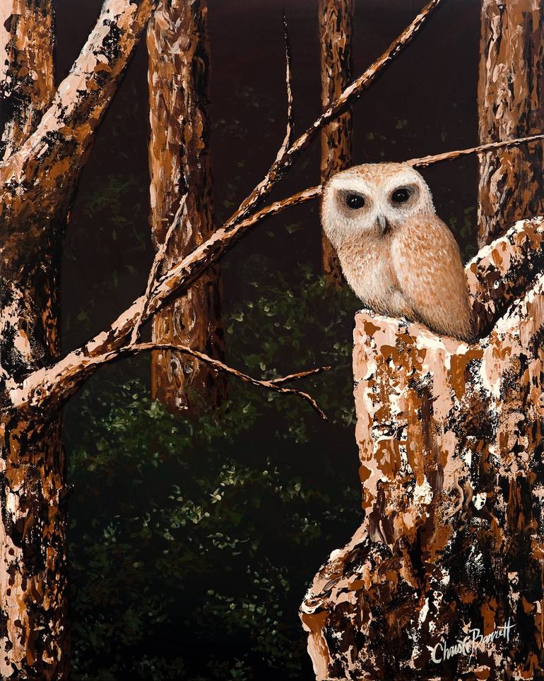 Young Screech Owl Painting by Christi Barrett | Saatchi Art