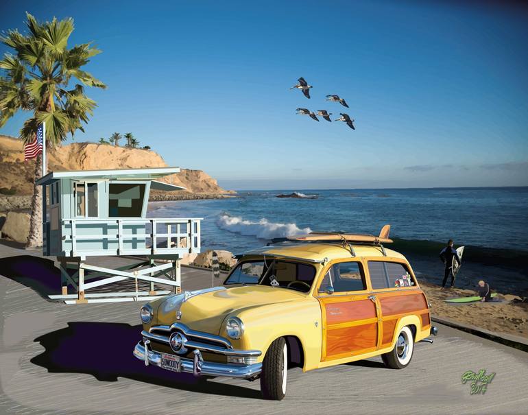 '50 Ford Woody At Royal Palms Mixed Media by Douglas Magill | Saatchi Art
