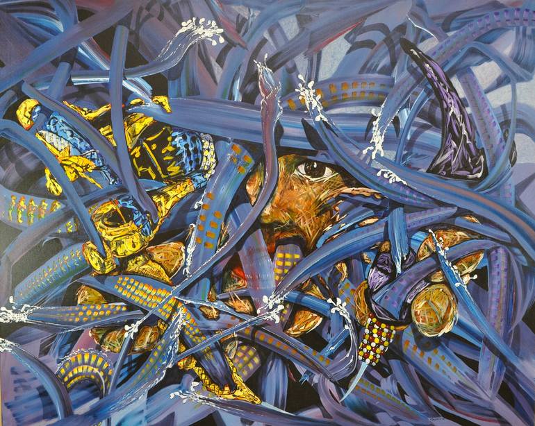 Tattooist Self Portrait Painting by Tom Cross | Saatchi Art