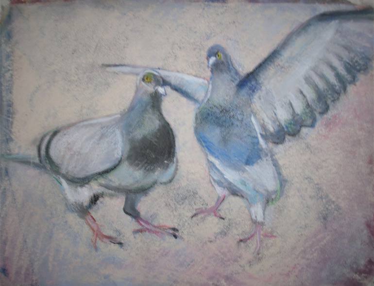 The birds ( pastel on paper) Painting by Cyril Harris | Saatchi Art