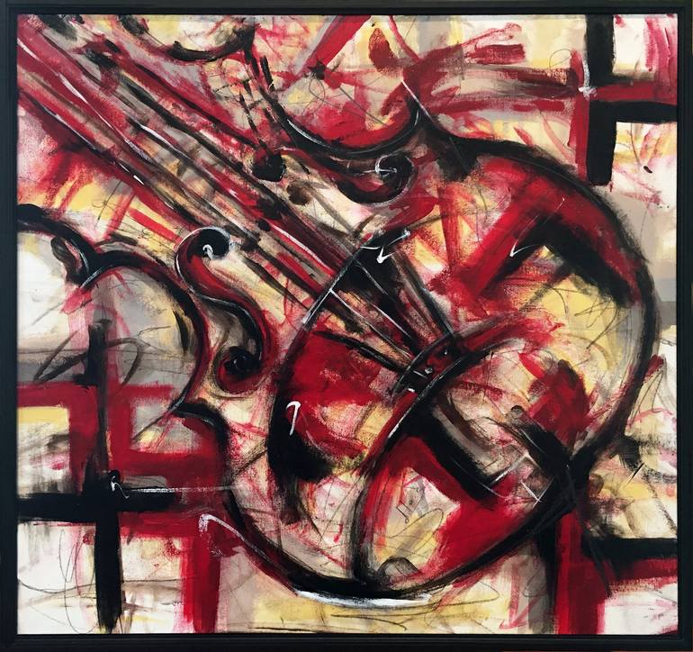 RED VIOLIN ACT 2 Painting by Joan Scheibel | Saatchi Art