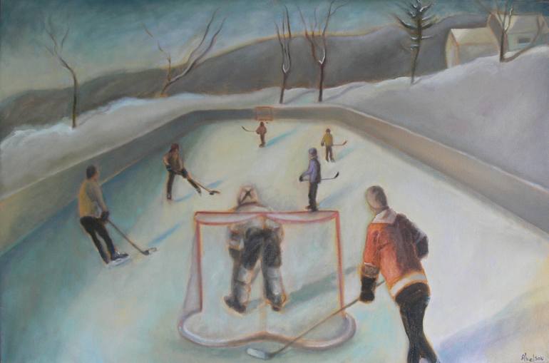 Country Hockey (SOLD) Painting by David Abelson | Saatchi Art