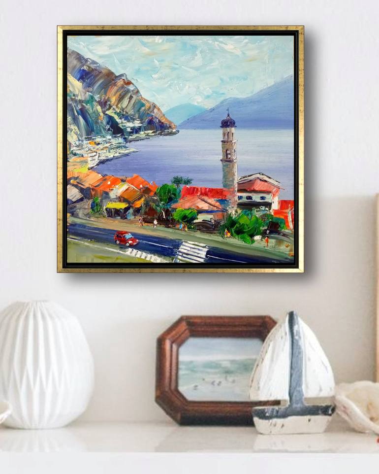 Limone before Rain on Garda Lake, Italy Landscape Painting by Ion ...