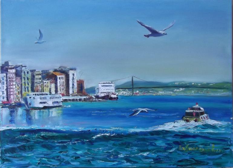 Crossing the Bosphorus Painting by Ion Sheremet | Saatchi Art
