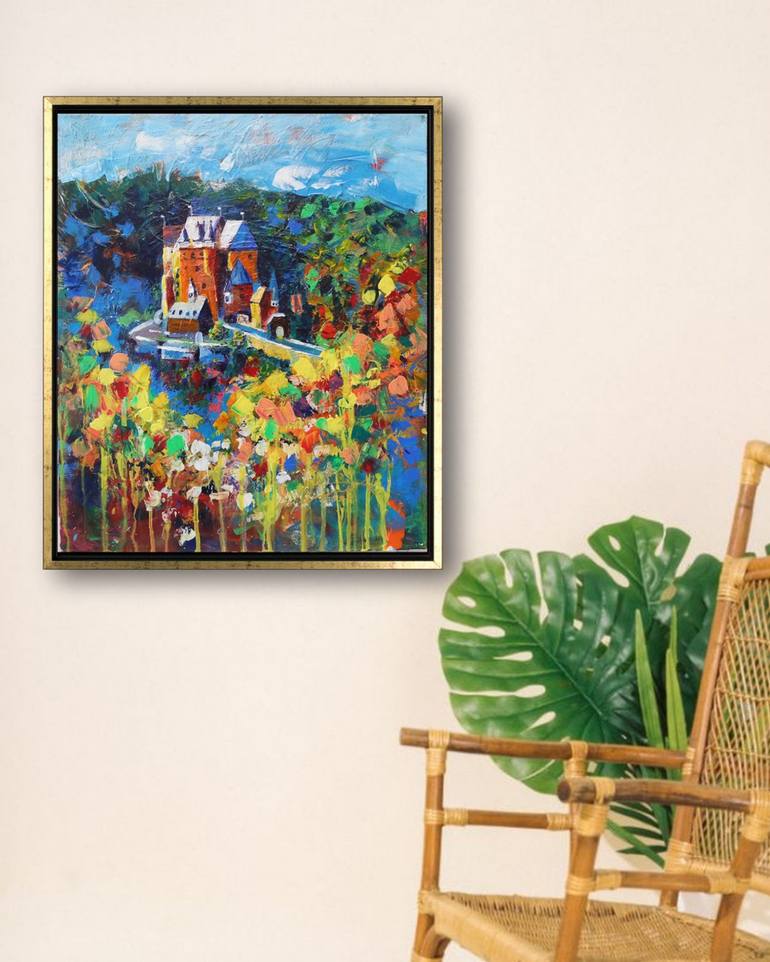 Eltz Castle in Germany Original Painting in Acrylics, Colorful Autumn ...