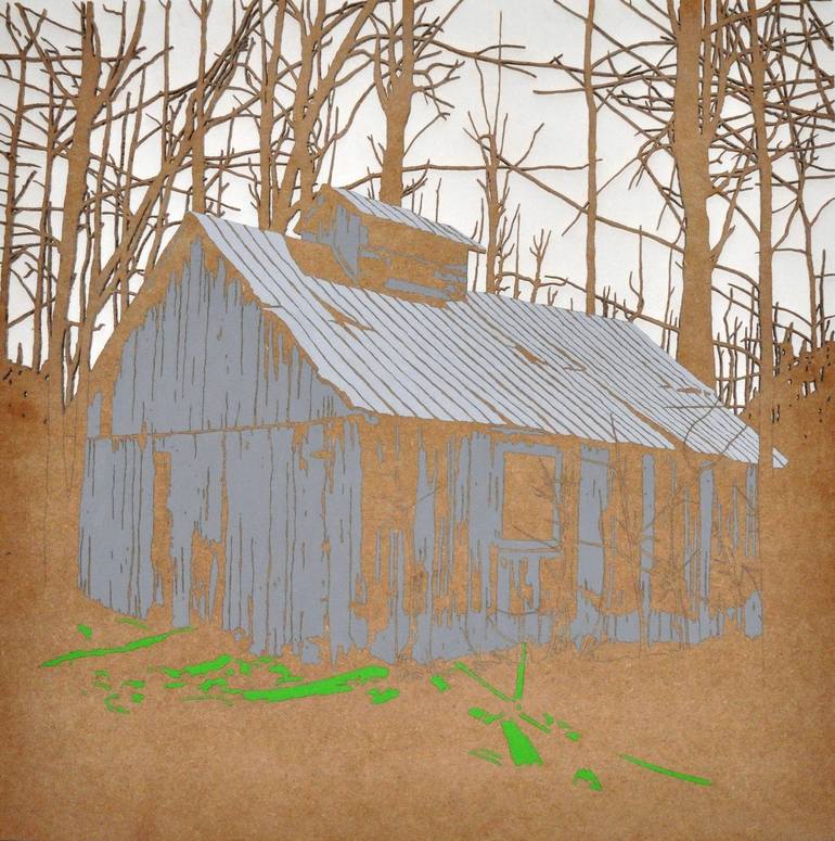 Old shack in forest Painting by Matthew Spencer | Saatchi Art