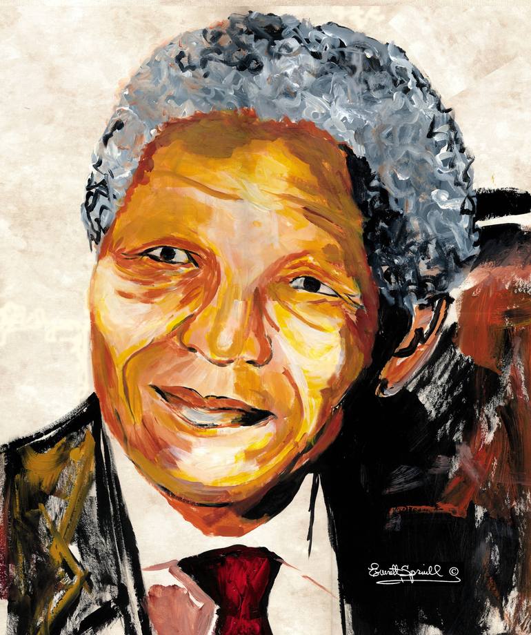 Nelson Mandela Painting by Everett Spruill | Saatchi Art