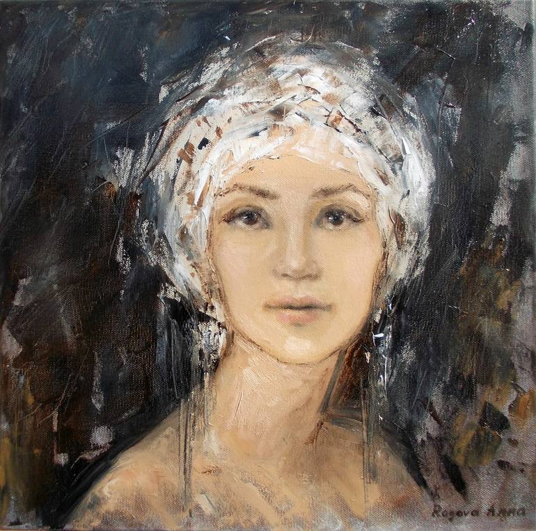 Girl in a white turban Painting by Anna Ro | Saatchi Art