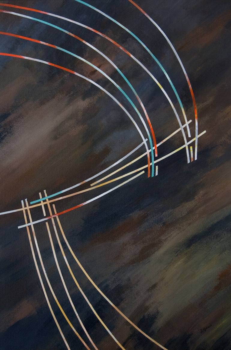 Losing Gravity Brown Painting by Joseph Hawa | Saatchi Art