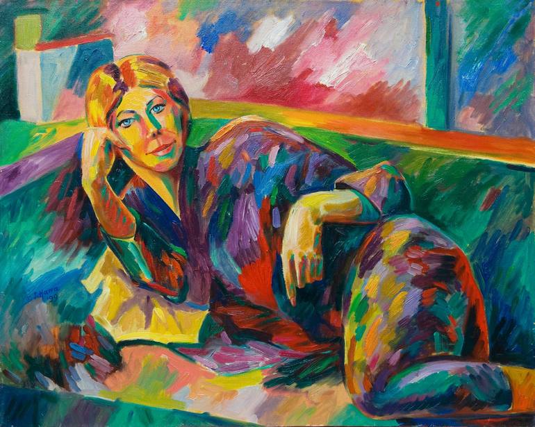 The Model Rita Renee Reclining Painting by Joseph Hawa | Saatchi Art