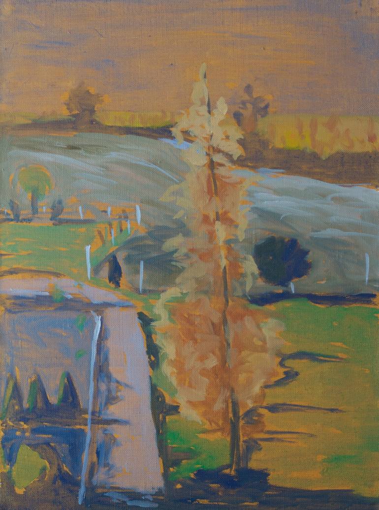 Larch Tree, November Painting by Yan Kalbaska | Saatchi Art