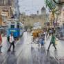 Streets of Kolkata Painting by Debayan Chatterjee | Saatchi Art