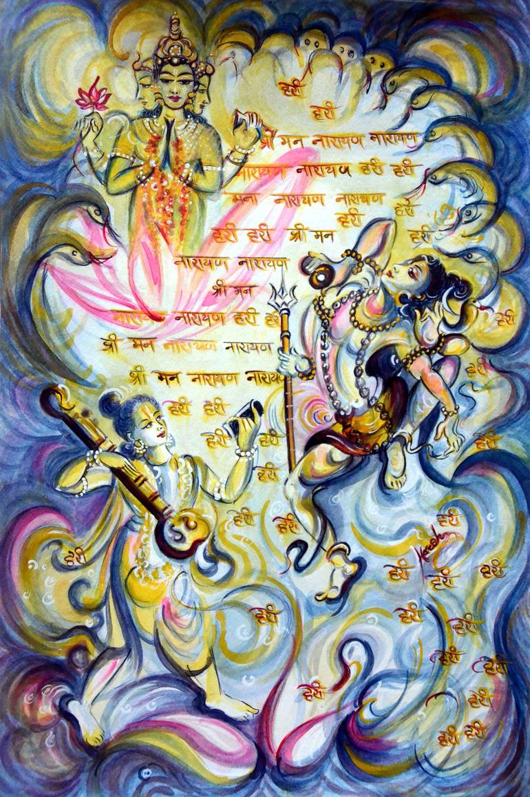 Singing And Dancing For Vishnu Painting by Harsh Malik | Saatchi Art