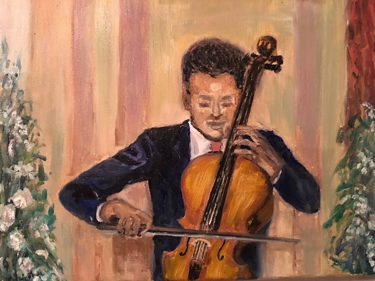The Cello Player Painting by Chetna S | Saatchi Art
