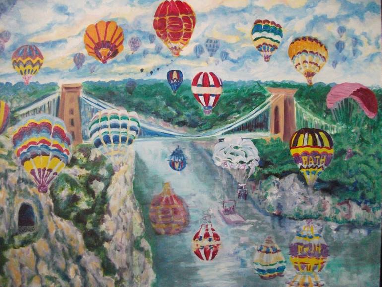 Balloons over Bristol Painting by Gabrielle Stubbs | Saatchi Art
