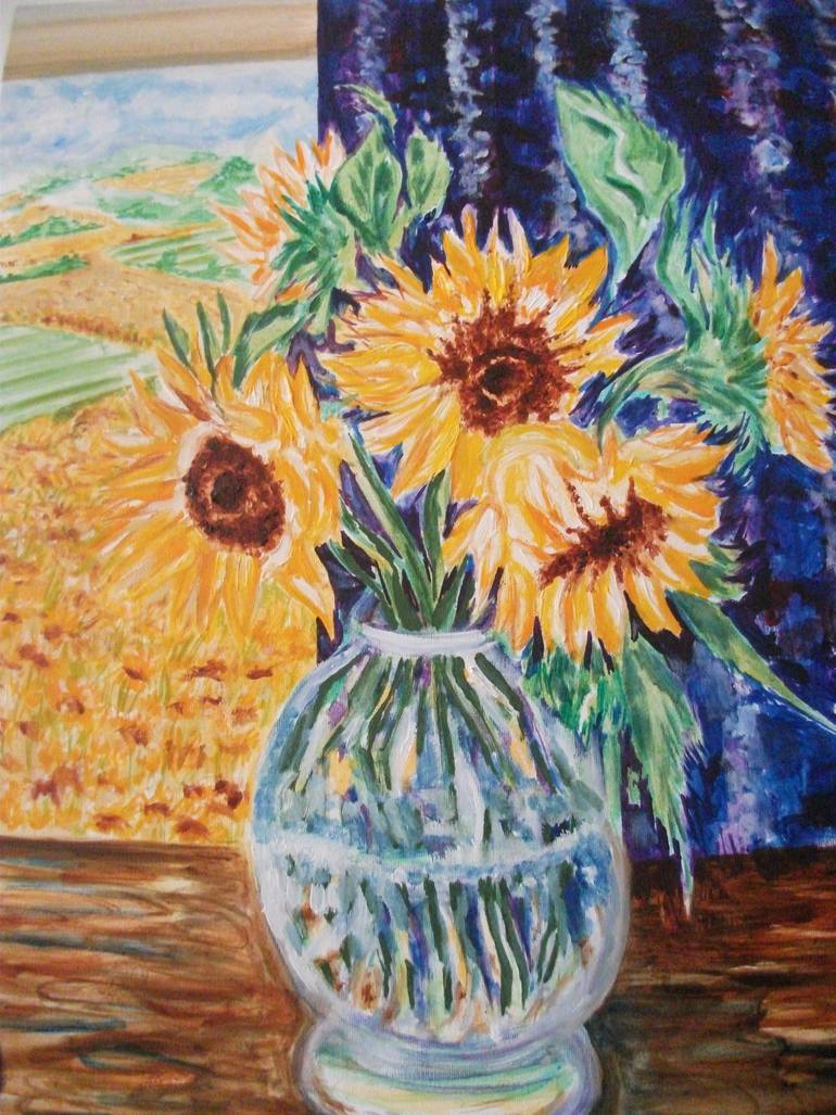 Sunflowers Tribute to Van Gogh Painting by Gabrielle Stubbs | Saatchi Art