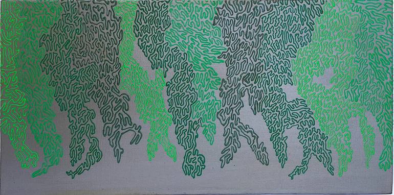 Fluorescent Forest True Green Squiggle on Sky Silver Painting by ...