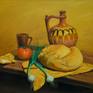 Still life with bread Painting by Predrag Ilievski | Saatchi Art