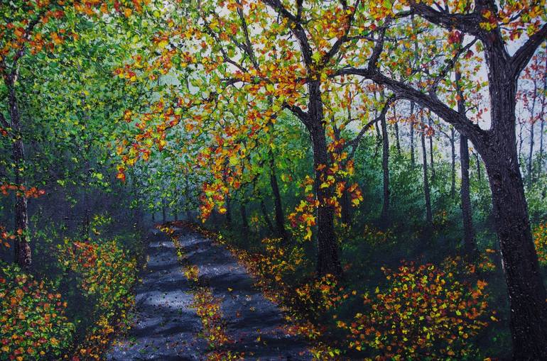 Late Afternoon Walk In Autumn Painting by hazel thomson | Saatchi Art