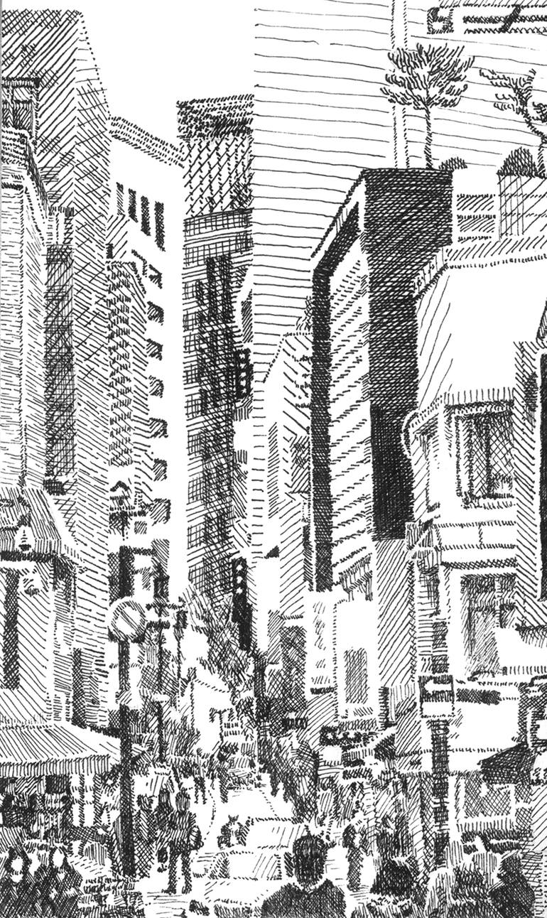 A Busy Day in Insadong Drawing by John Shrader | Saatchi Art