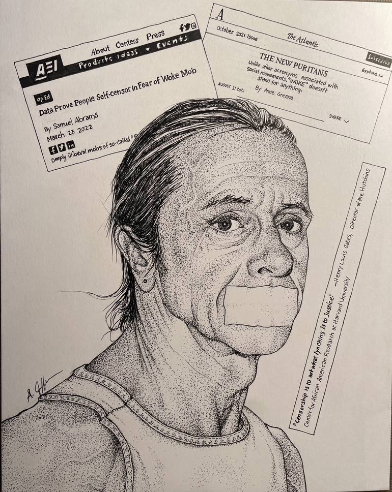 Silencing the Opposition Drawing by Scott Jefferson | Saatchi Art