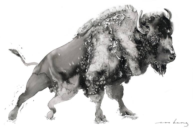 Bison Thunder Drawing by Soo Beng Lim | Saatchi Art
