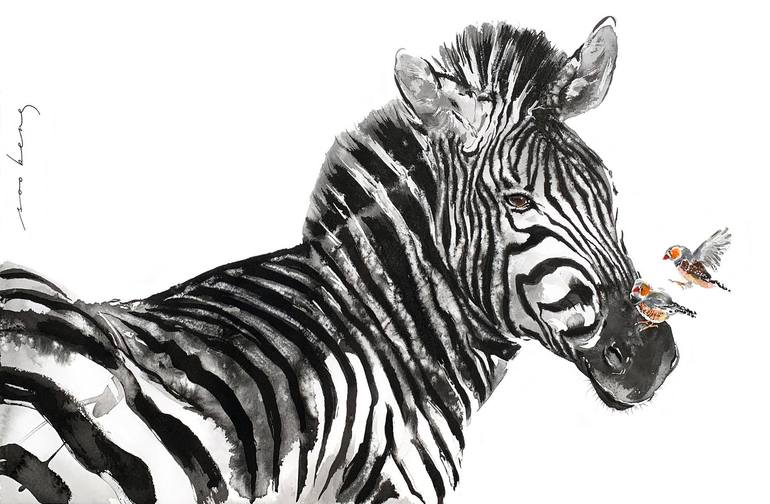 Stripy Perch Drawing by Soo Beng Lim | Saatchi Art United Kingdom