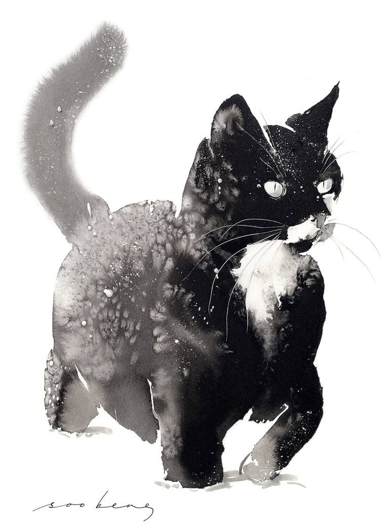 Meow on Ice Drawing by Soo Beng Lim | Saatchi Art