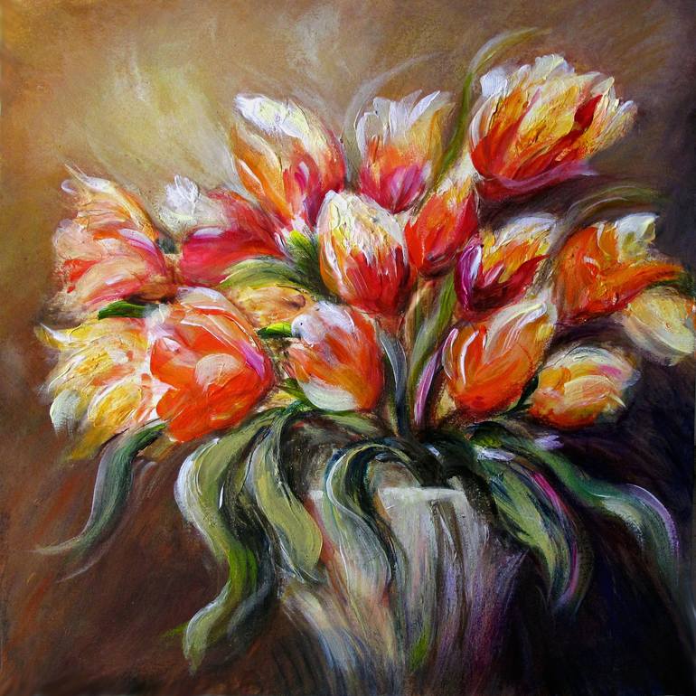 Tulip Temptation Painting by Mordechai Edel | Saatchi Art