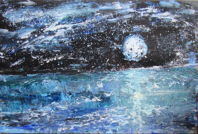MOON MIGHT SKY Painting by Leslie Fehler | Saatchi Art
