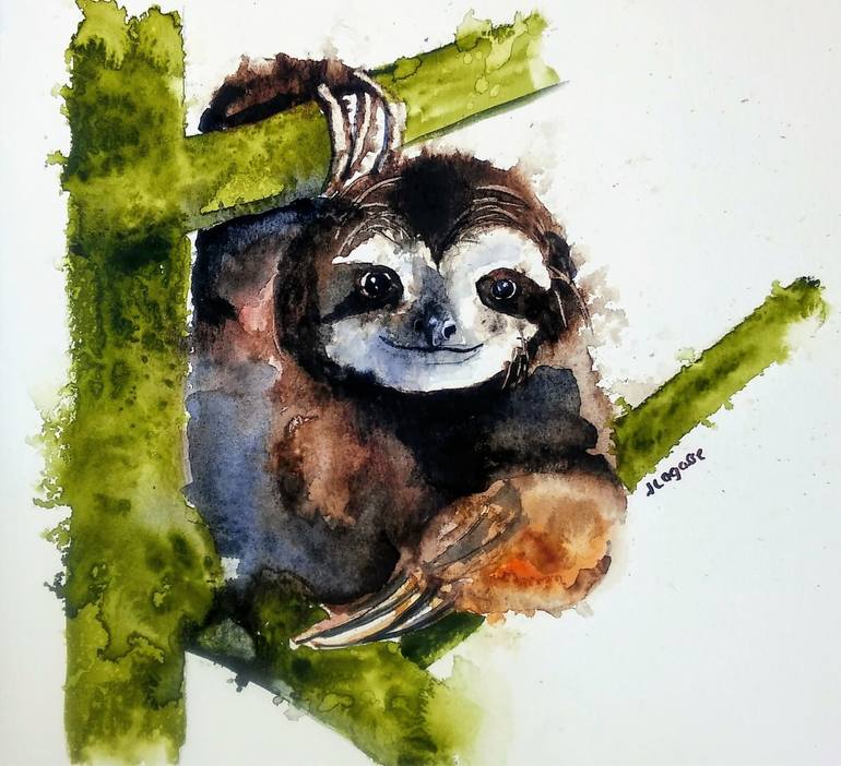 Dean the Sloth Painting by James Lagasse | Saatchi Art