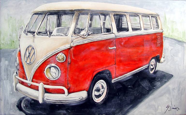 Mini-Bus Painting by Sylvain Chamberlain | Saatchi Art