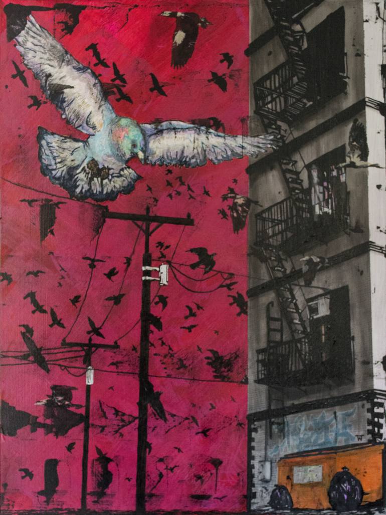 Pigeon Painting by B Watson | Saatchi Art