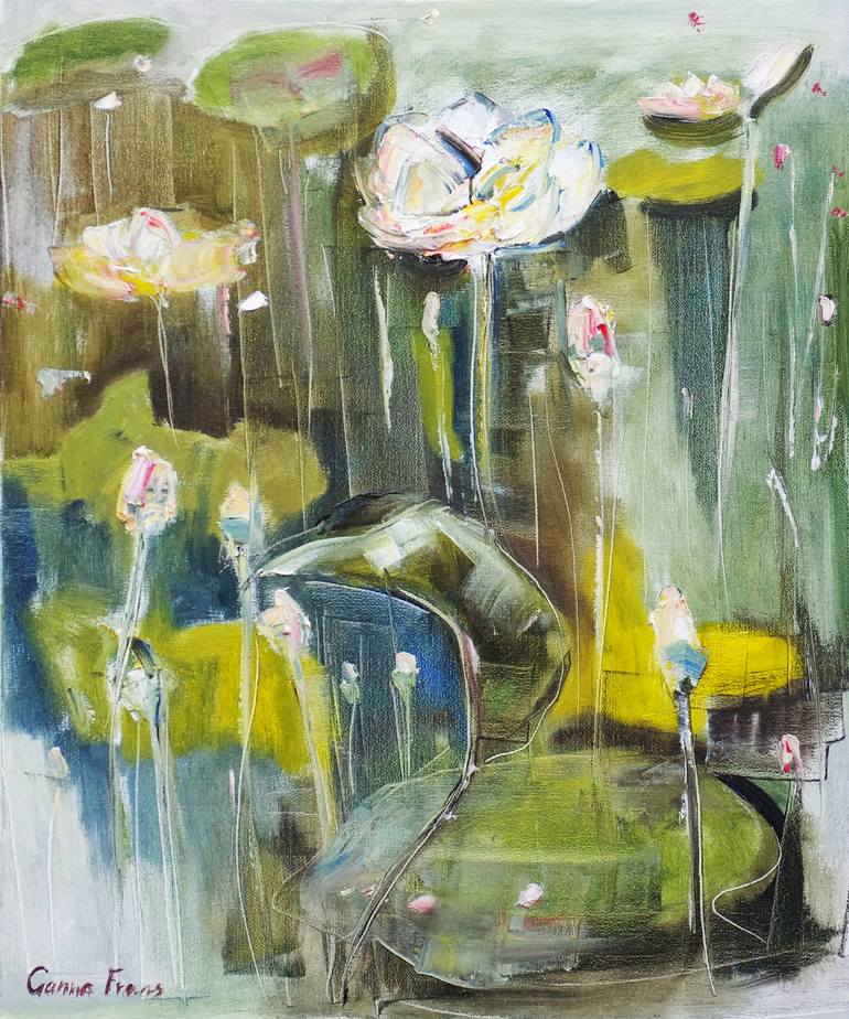 The Lotus At Midnight Painting by Ganna Frans Gayane Manasyan | Saatchi Art