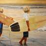 Two Young Surfers Painting by Mike Halem | Saatchi Art