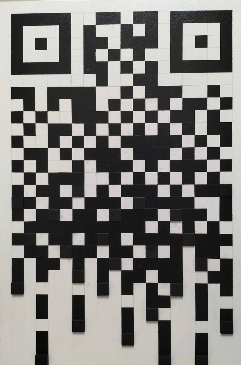 QR Code Meltdown Painting by Hans Schiebold | Saatchi Art