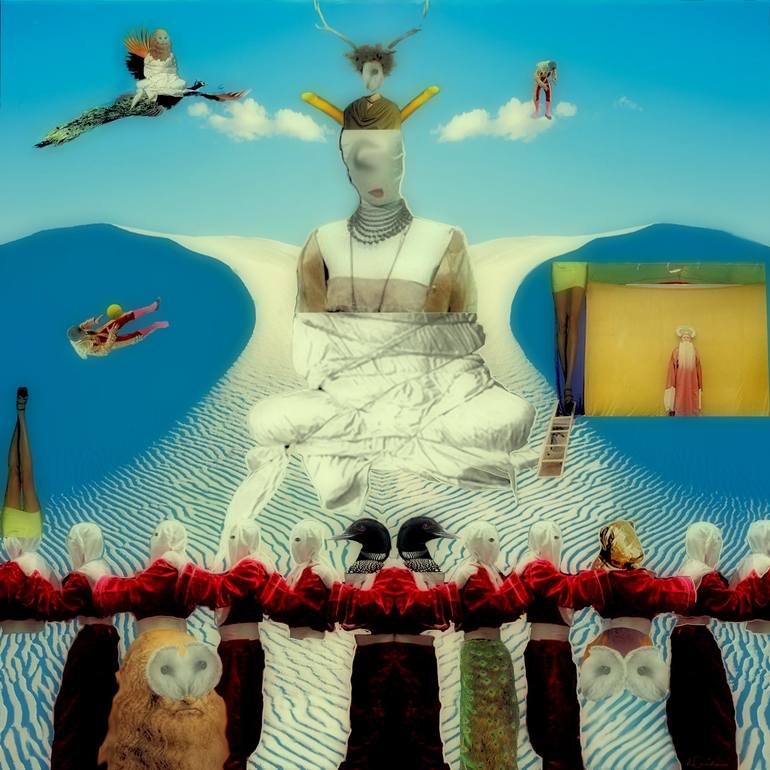 Levitating Figure with Sand Dunes [Original] Collage by Larry Coffin ...