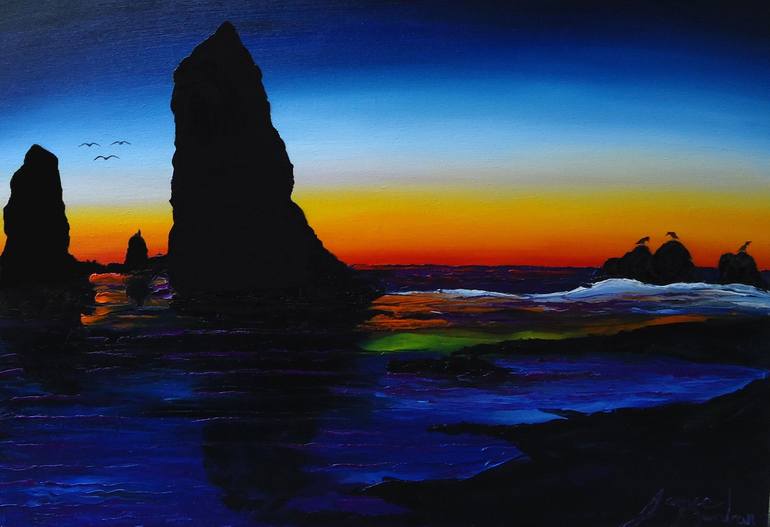 Cannon Beach At Sunset #16 Painting by james dunbar | Saatchi Art