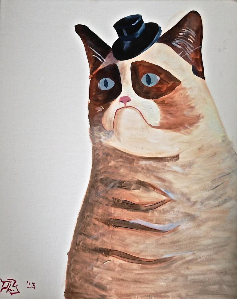 Grumpy Neko Painting by Davidinho III | Saatchi Art