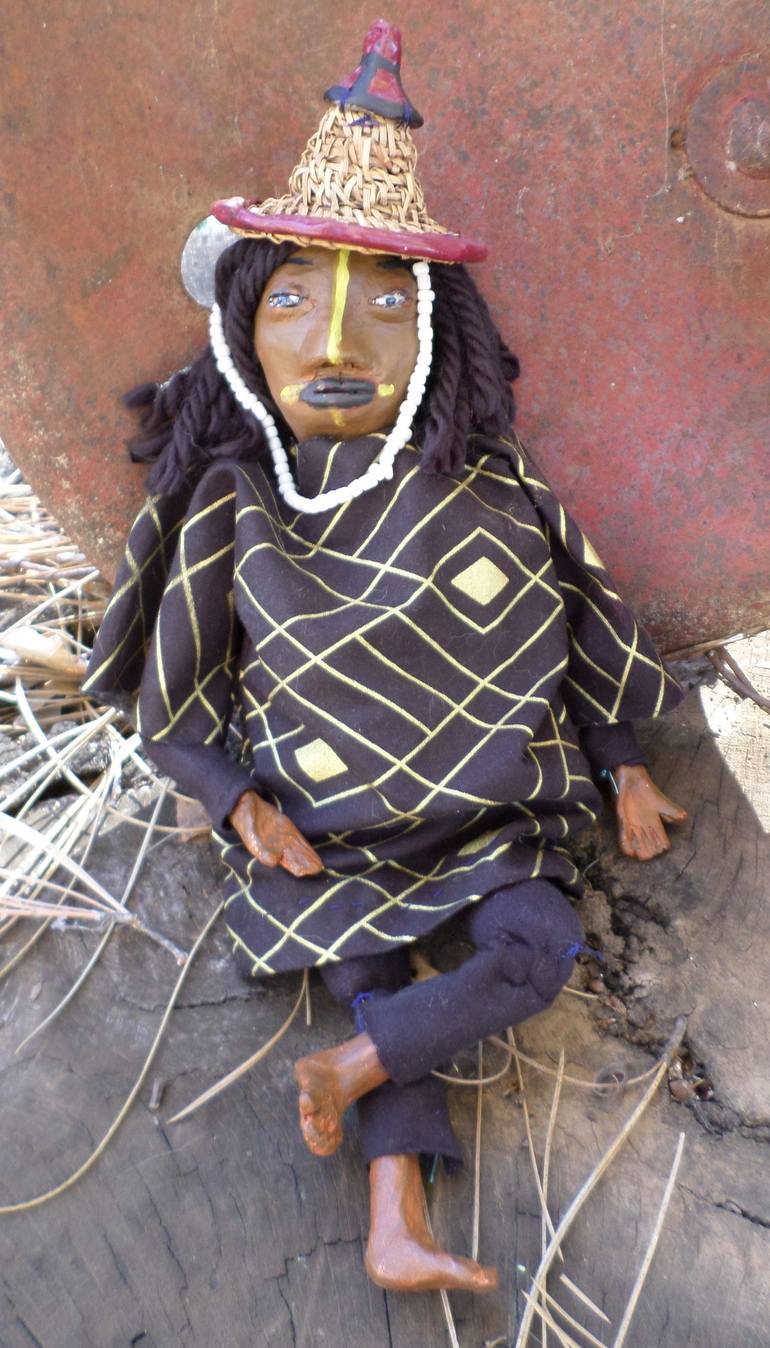 African doll from the Fulani tribe Sculpture by Kelly Etheridge ...