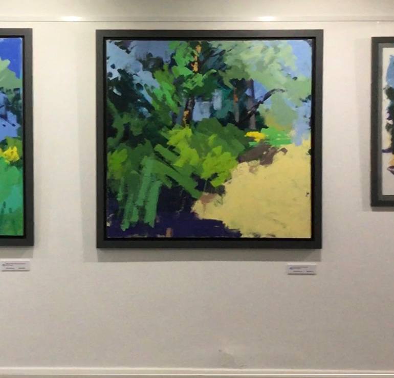 Hedge & Scots Pines, May Painting by Philip Richardson | Saatchi Art
