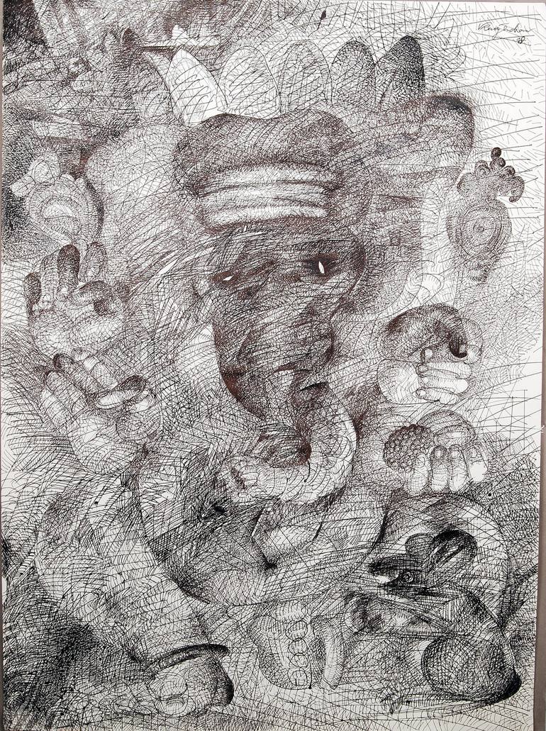 Viganeshwar Drawing by Raajendran V | Saatchi Art