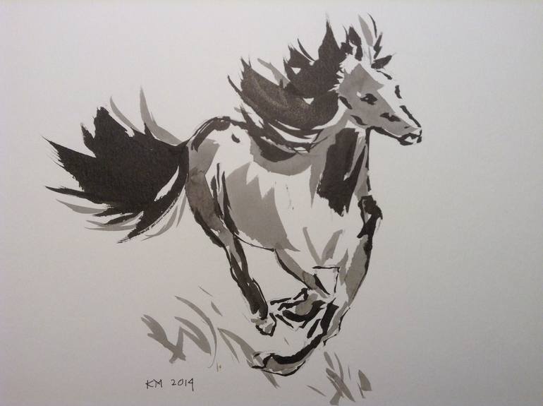 Galloping Horse Painting by Ken McAlice | Saatchi Art