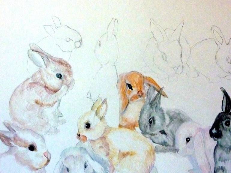 Lapins Painting by Marina Morard | Saatchi Art