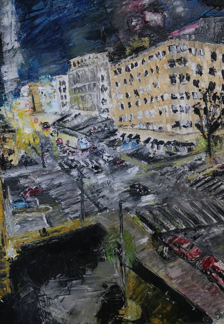 Vibrant city nightlife Painting by sheetal mishra | Saatchi Art