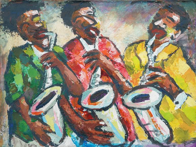 The Trio Painting by Nicky Chovuchovu | Saatchi Art