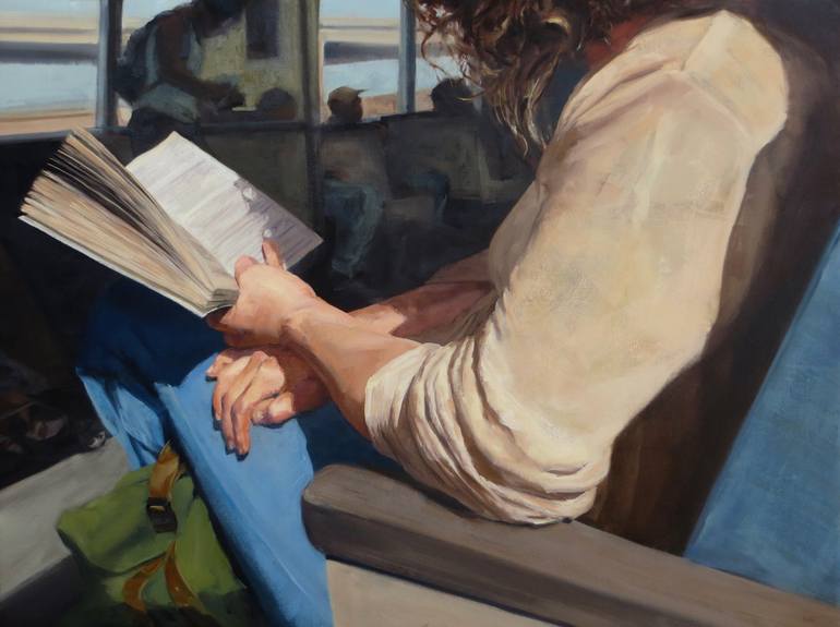 Reading the Train Painting by Ned Axthelm | Saatchi Art